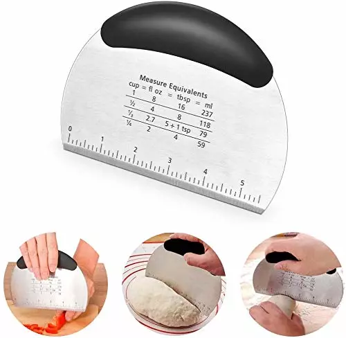 Stainless Steel Rubber Ergonomic Dough Pastry Scraper Cutter with Non ...