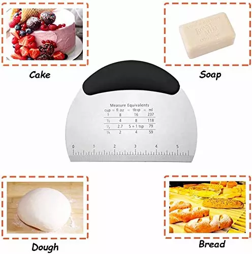 Stainless Steel Rubber Ergonomic Dough Pastry Scraper Cutter with Non ...