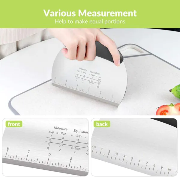 Stainless Steel Rubber Ergonomic Dough Pastry Scraper Cutter with Non ...
