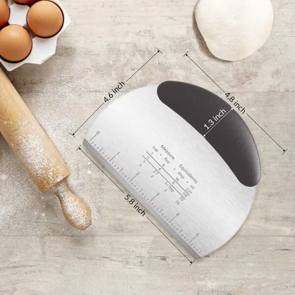 Stainless Steel Rubber Ergonomic Dough Pastry Scraper Cutter with Non ...